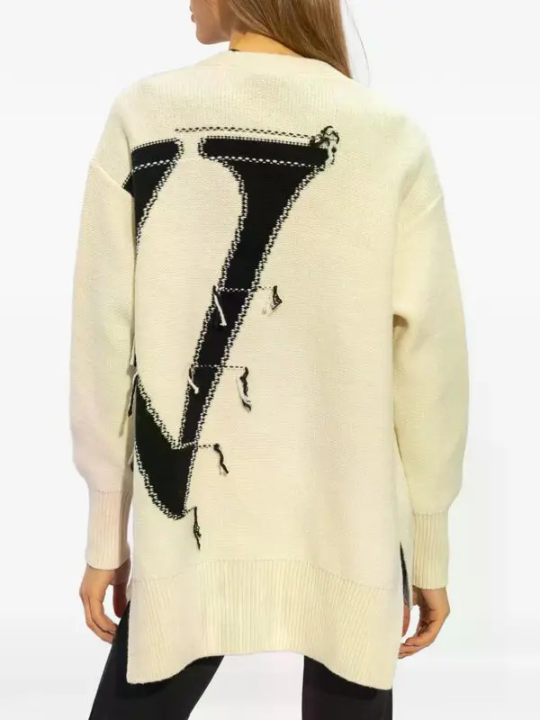 Off-White Maxi Logo Wool Cardigan - White