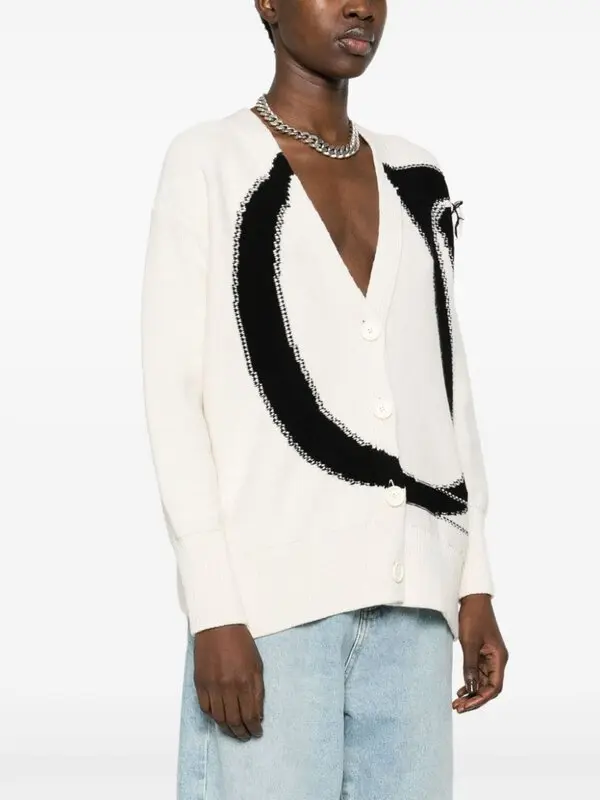 Off-White Maxi Logo Wool Cardigan - White