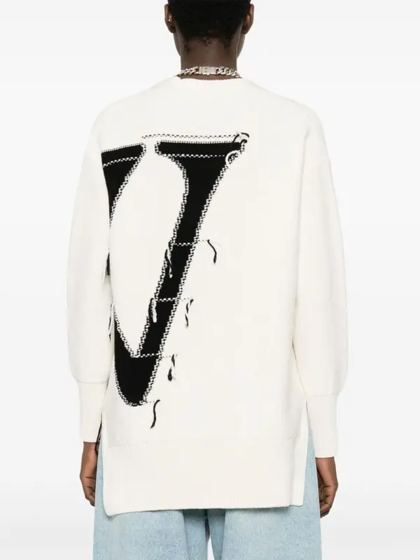 Off-White Maxi Logo Wool Cardigan - White