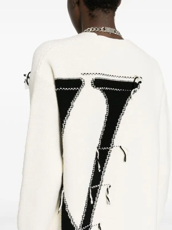 Off-White Maxi Logo Wool Cardigan - White