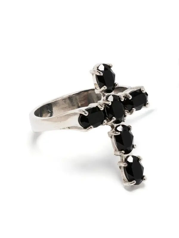 Dolce & Gabbana Crystal-embellished Cross Ring - Black