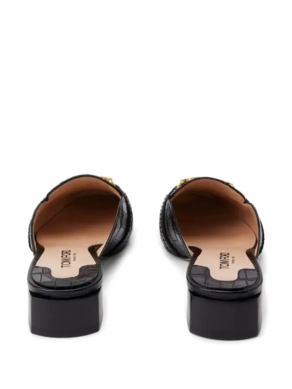 TOM FORD Whitney Crocodile-embossed Leather Mules - Black