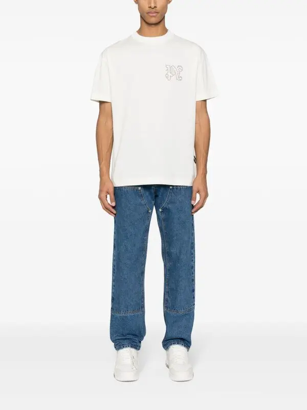 Palm Angels Logo-embossed Straight-leg Jeans - Blue