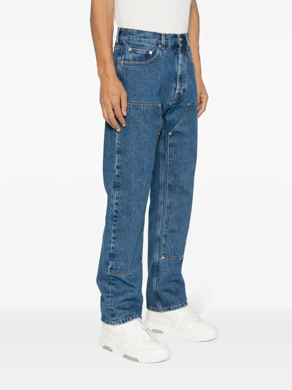 Palm Angels Logo-embossed Straight-leg Jeans - Blue