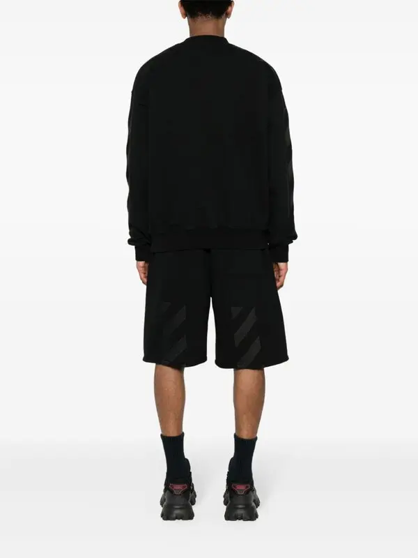 Off-White Diag-stripe Cotton Shorts - Black