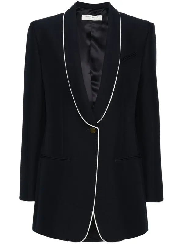 Philosophy Di Lorenzo Serafini Piped-trim Single-breasted Blazer - Blue