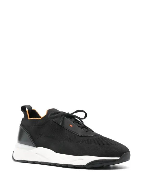 Santoni Knitted Panelled Sneakers - Black