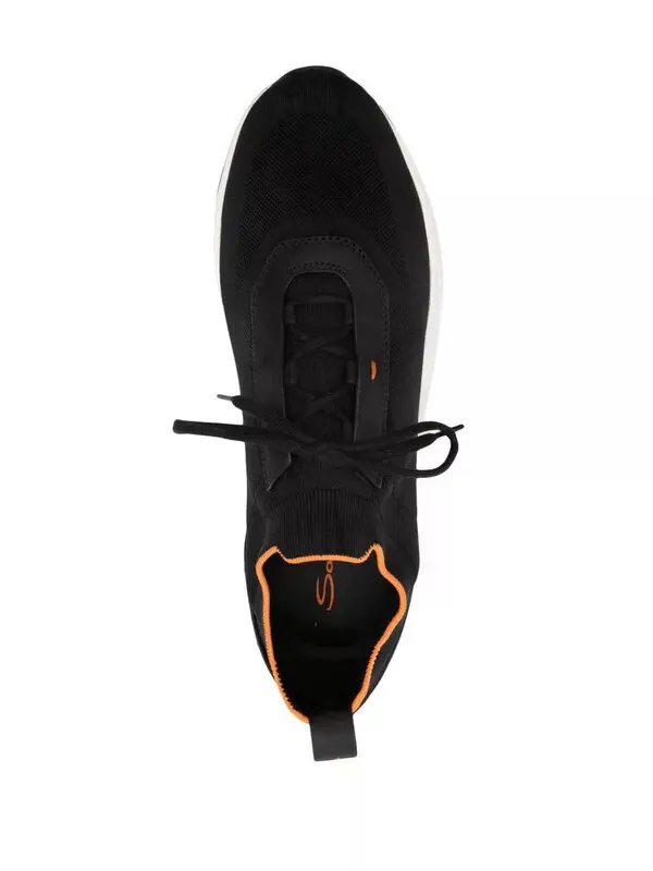 Santoni Knitted Panelled Sneakers - Black
