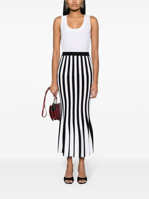 Moschino Striped Knitted Midi Skirt