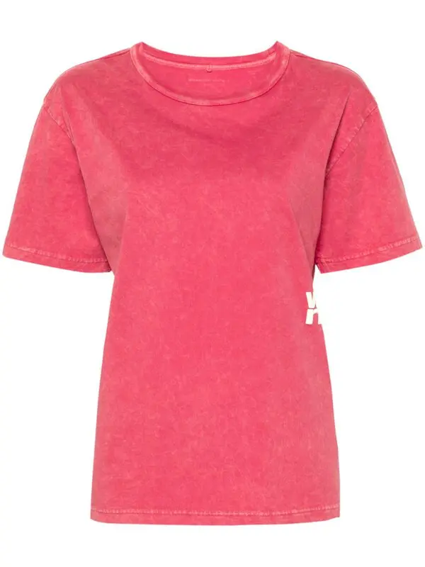 Alexander Wang Logo-print Faded-effect T-shirt - Pink