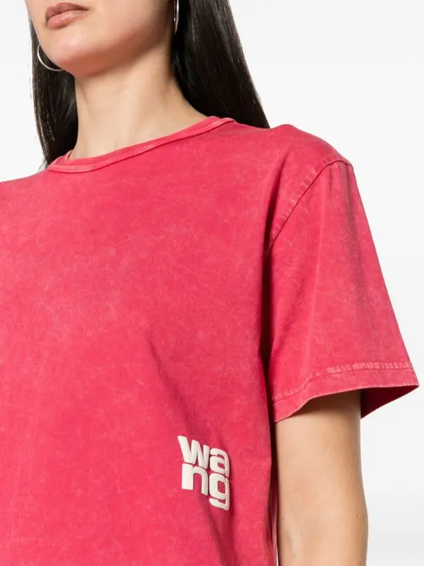 Alexander Wang Logo-print Faded-effect T-shirt - Pink