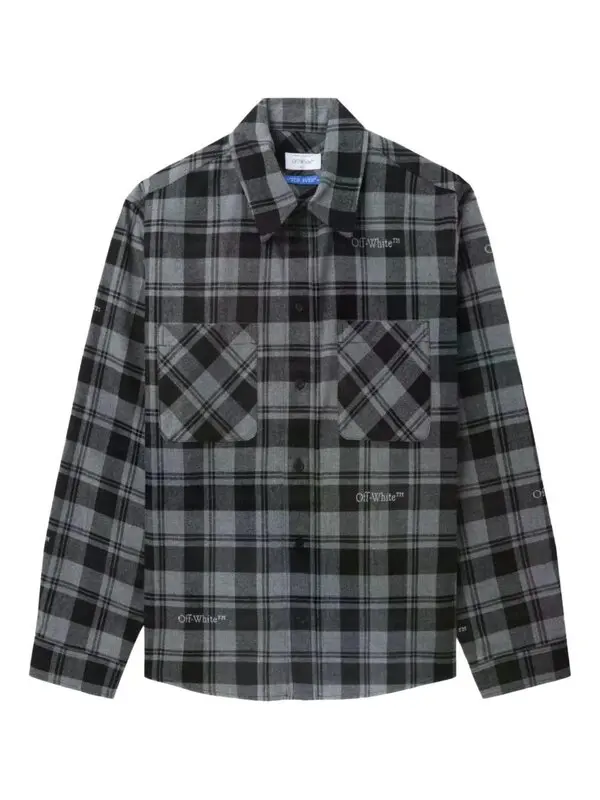 Off-White Logo-embroidered Checked Cotton Shirt
