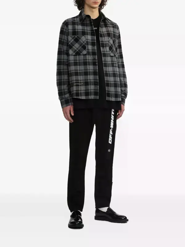 Off-White Logo-embroidered Checked Cotton Shirt