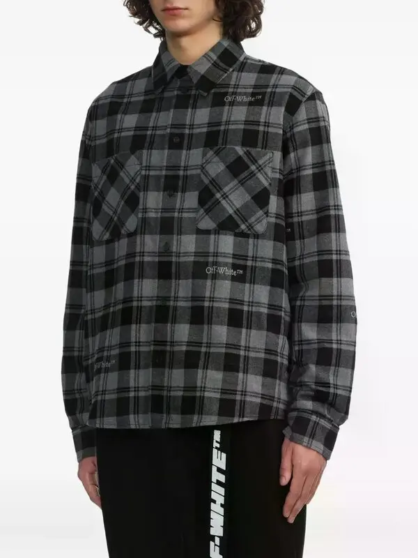 Off-White Logo-embroidered Checked Cotton Shirt