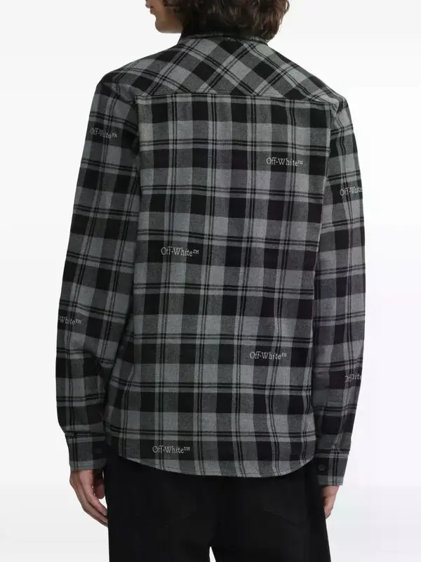 Off-White Logo-embroidered Checked Cotton Shirt