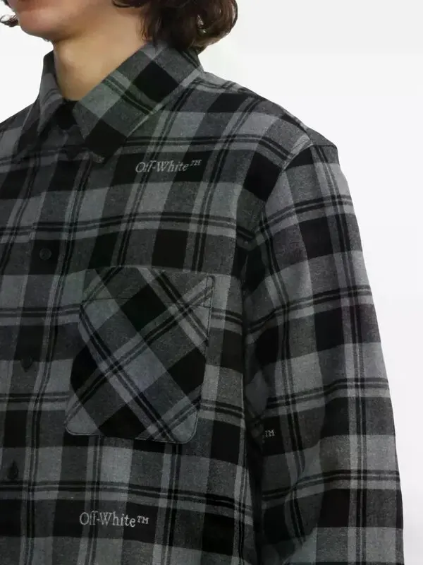Off-White Logo-embroidered Checked Cotton Shirt
