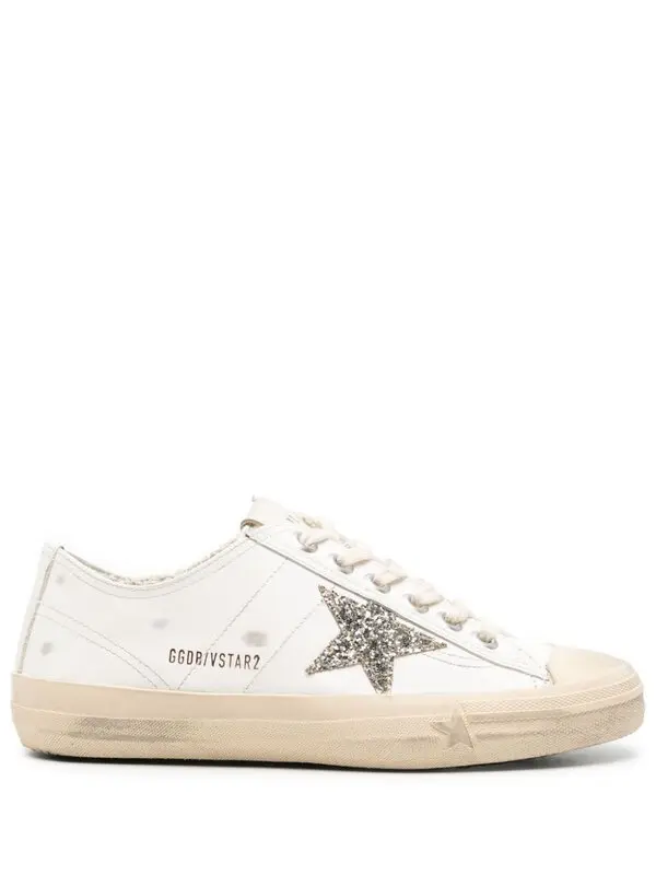 GOLDEN GOOSE V-star 2 Distressed Sneakers - White