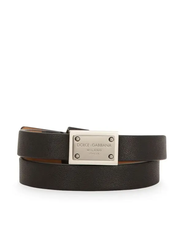 Dolce & Gabbana Logo-plaque Leather Bracelet - Black