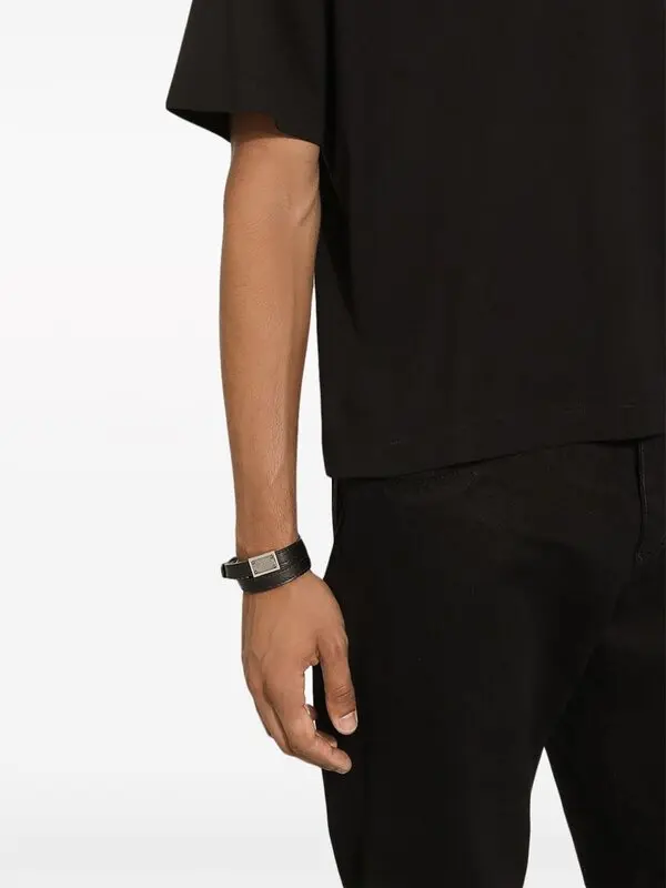 Dolce & Gabbana Logo-plaque Leather Bracelet