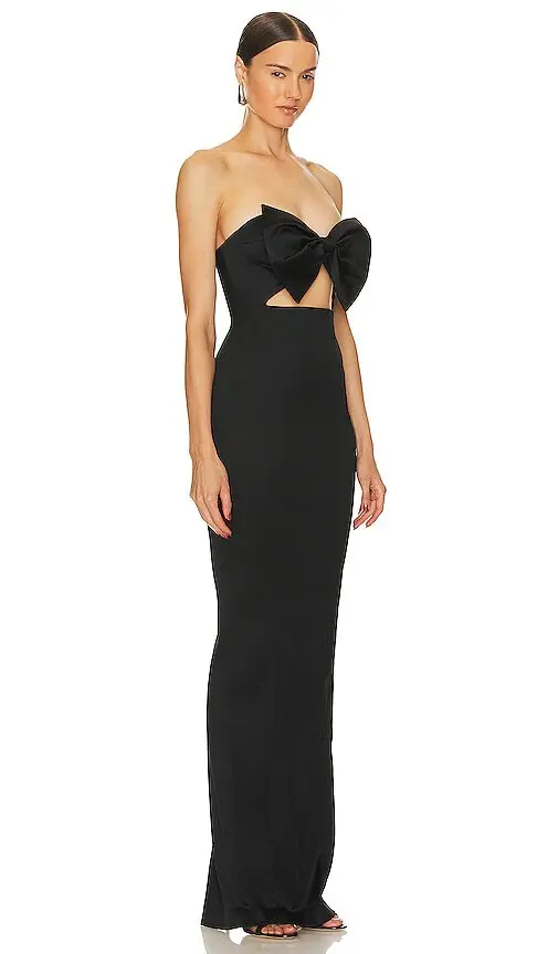 SAU LEE Esther Gown With Bow Embellishment And Cut-out Detail - Black