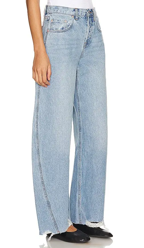 GRLFRND Paola Barrel Leg Jean In Denim - Skyline
