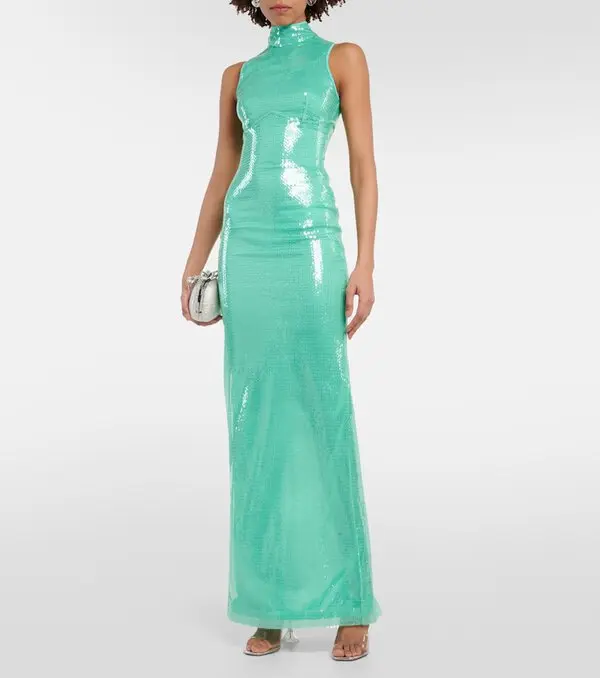 David Koma Halterneck Sequined Gown