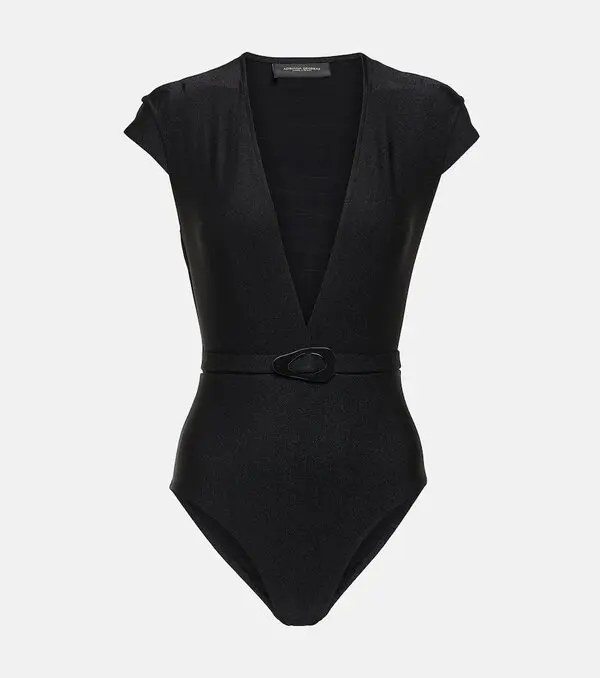 ADRIANA DEGREAS Belted Swimsuit - Black