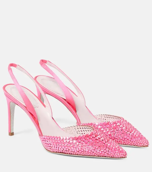 Rene Caovilla Embellished Slingback Sandals - Pink