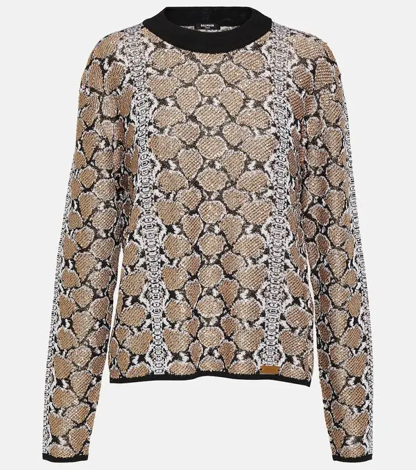 Balmain Snake-effect Jacquard Sweater