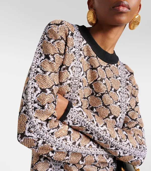 Balmain Snake-effect Jacquard Sweater