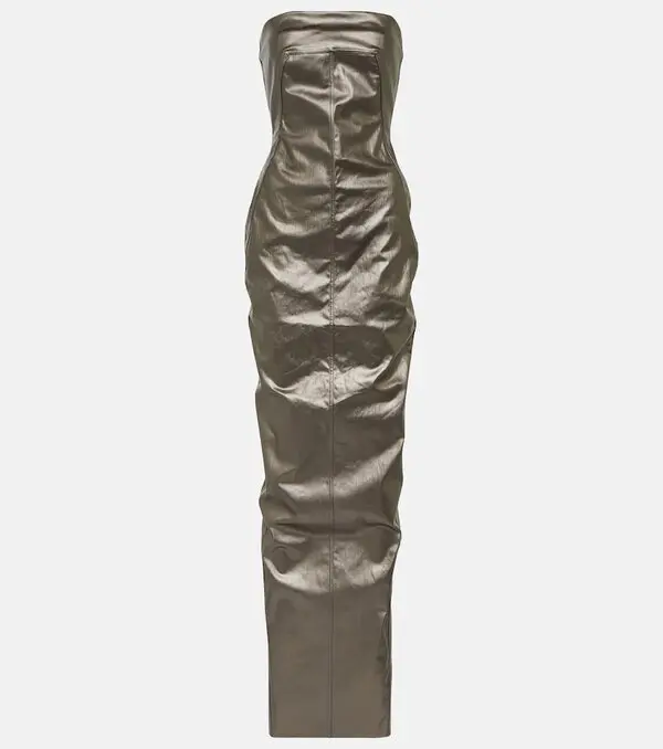 Rick Owens Lido Corset Coated Denim Gown - Grey
