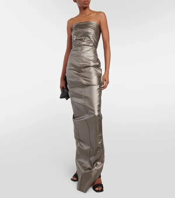 Rick Owens Lido Corset Coated Denim Gown - Grey