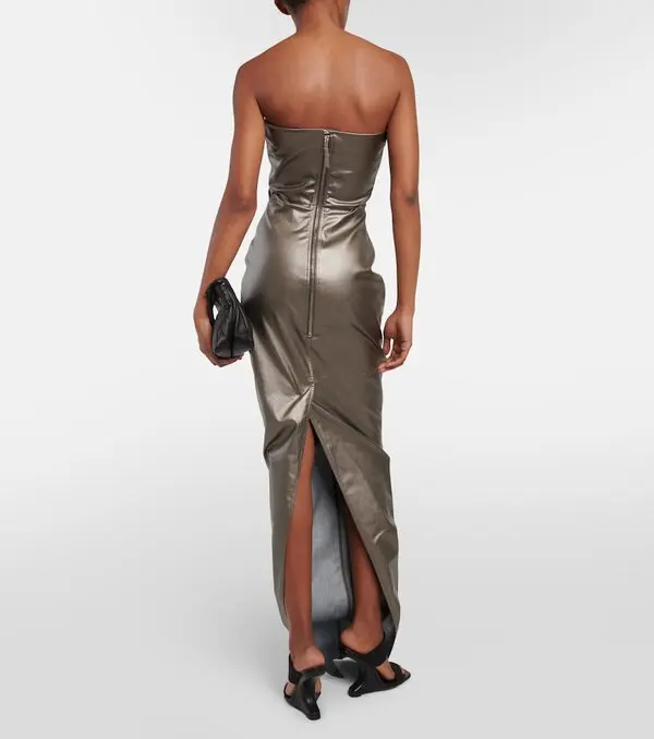 Rick Owens Lido Corset Coated Denim Gown - Grey