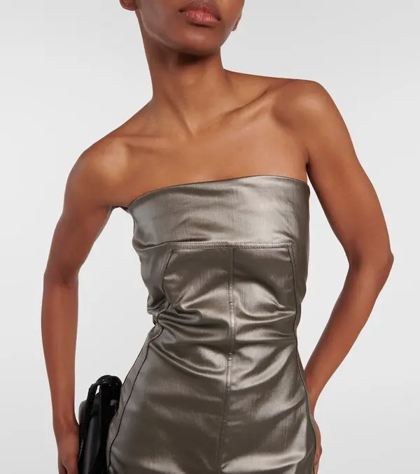 Rick Owens Lido Corset Coated Denim Gown - Grey