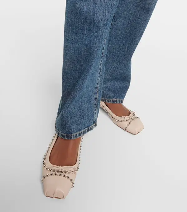 CHRISTIAN LOUBOUTIN Mamadrague Spikes Leather Ballet Flats