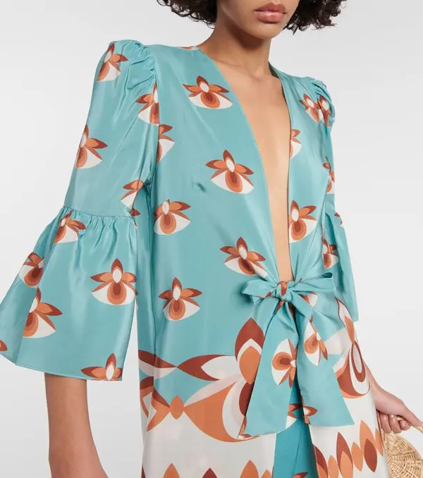 ADRIANA DEGREAS Vintage Printed Silk Maxi Dress