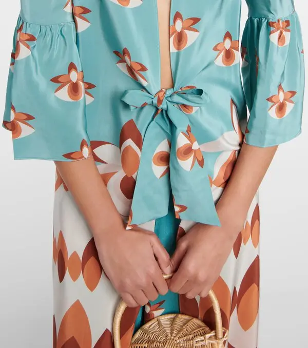 ADRIANA DEGREAS Vintage Printed Silk Maxi Dress