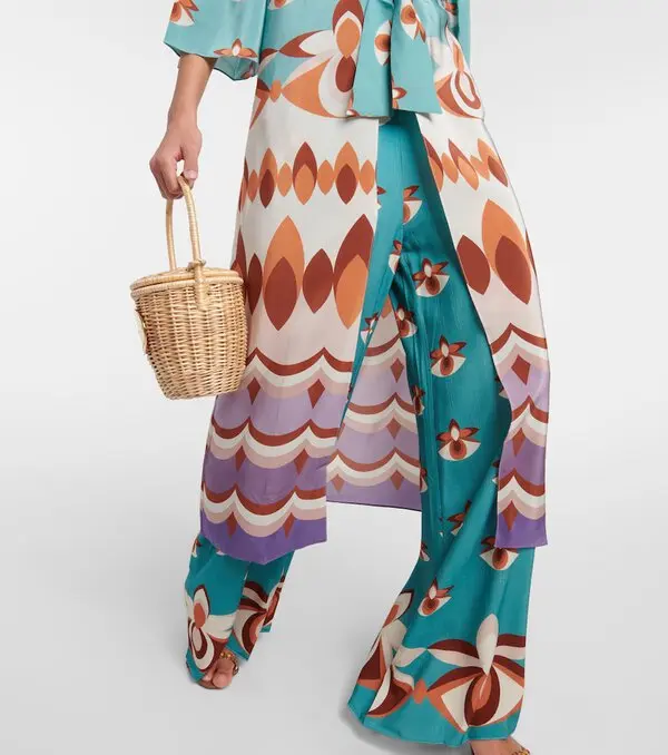 ADRIANA DEGREAS Vintage Printed Silk Maxi Dress
