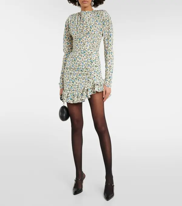 Alessandra Rich Floral Silk Minidress