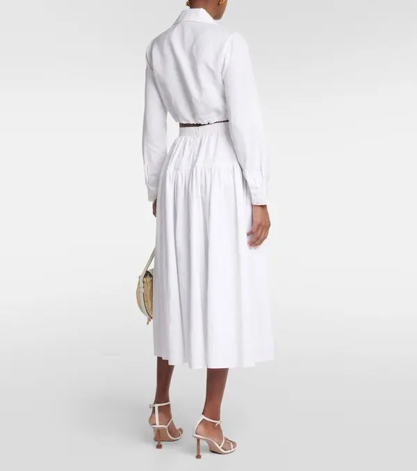 ADRIANA DEGREAS Knot-detail Linen-blend Crop Top