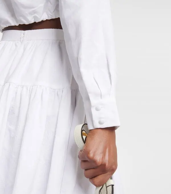 ADRIANA DEGREAS Knot-detail Linen-blend Crop Top