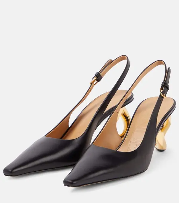 JW Anderson Chain Heel Leather Slingback Pumps