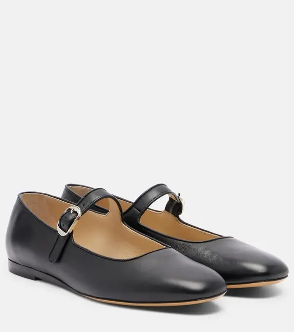 Le Monde Beryl Leather Ballet Flats - Black