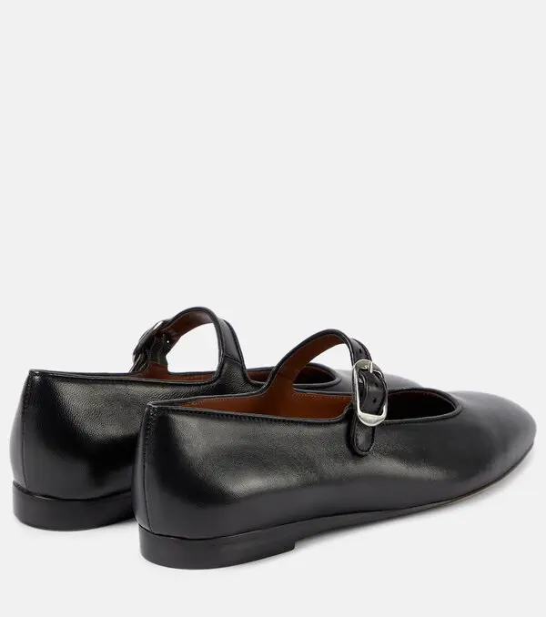 Le Monde Beryl Leather Ballet Flats With Buckle Fastening - Black