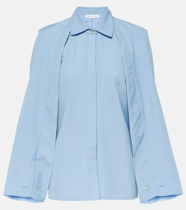 Victoria Beckham Caped Virgin Wool Shirt - Blue