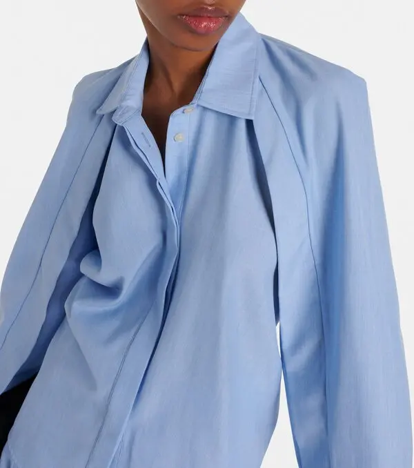 Victoria Beckham Caped Virgin Wool Shirt
