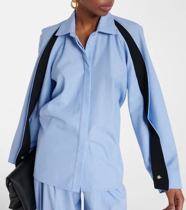 Victoria Beckham Caped Virgin Wool Shirt