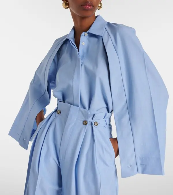 Victoria Beckham Caped Virgin Wool Shirt