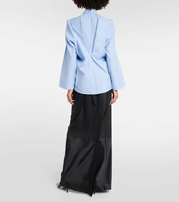 Victoria Beckham Caped Virgin Wool Shirt - Blue