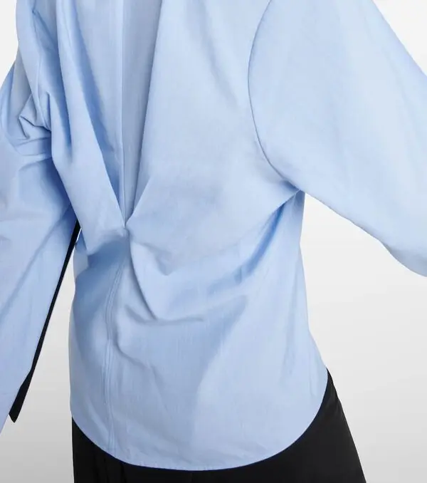 Victoria Beckham Caped Virgin Wool Shirt - Blue